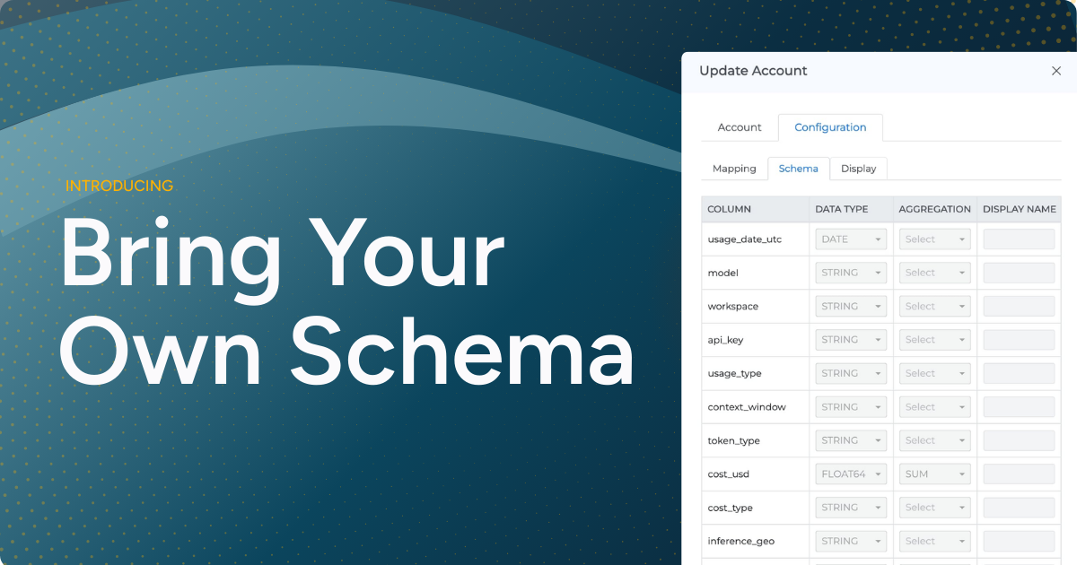 Introducing Bring Your Own Cost Schema